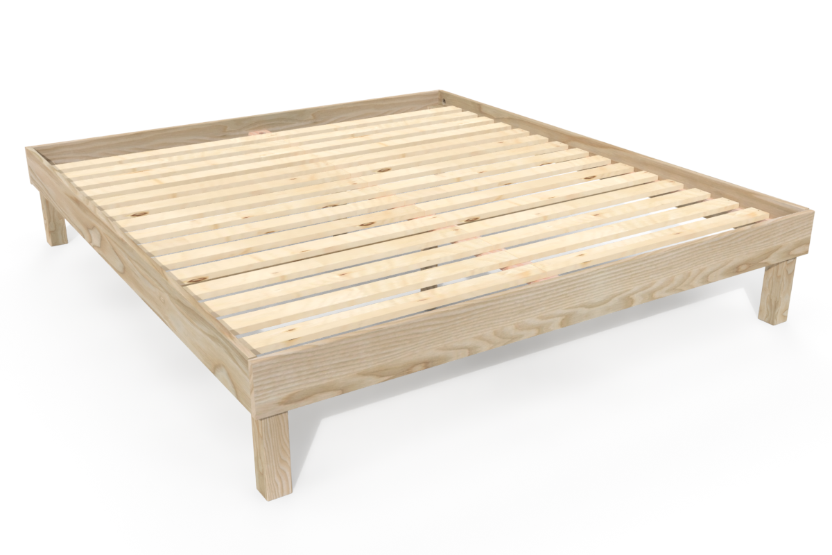 Lit queen size 180x200 Confort en bois massif, Brut (sans vernis ...