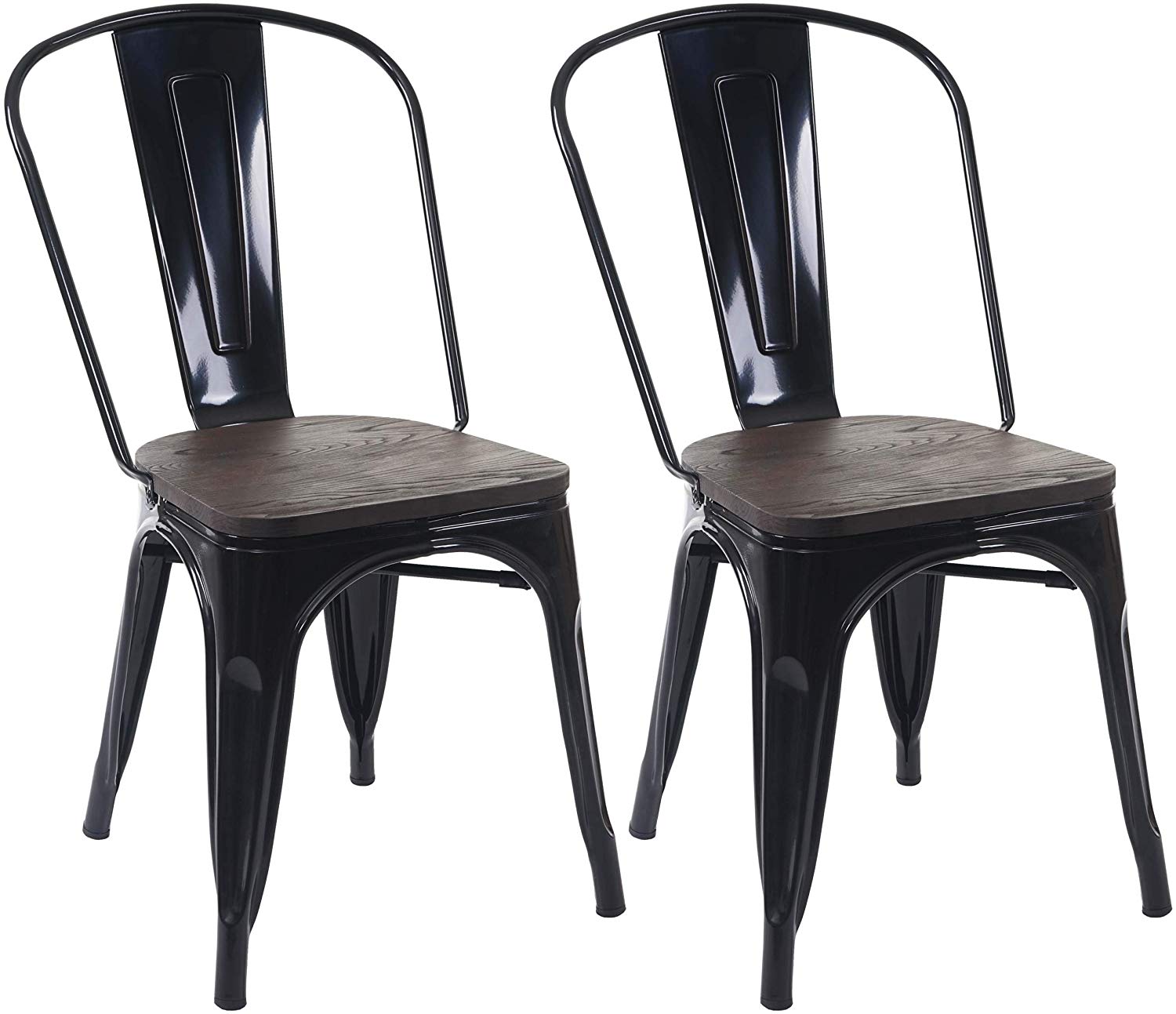 2 sillas de comedor estilo industrial factory, metal negro y asiento de ...