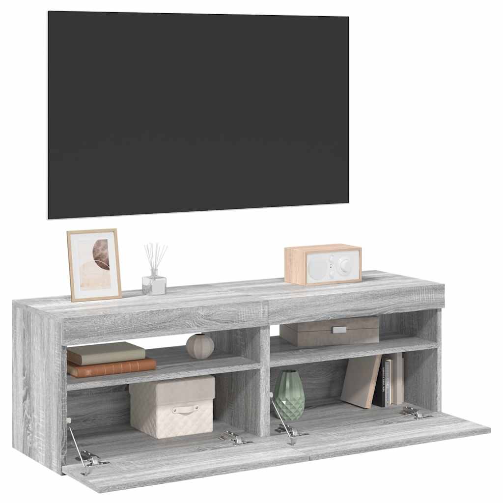Mobili TV con Luci LED 2 pz Grigio Sonoma 60x35x40 cm | Leroy Merlin