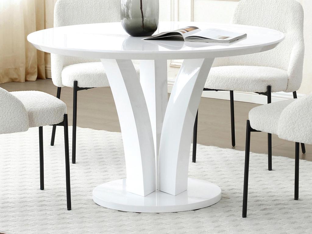 Table à manger ronde 4 personnes en MDF - Blanc laqué - VIALETA | Leroy ...