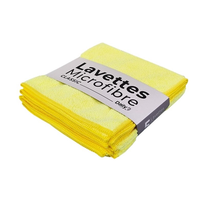 Lavette microfibre multi-usages format 38 x 38cm - Lot de 5 JAUNE ...