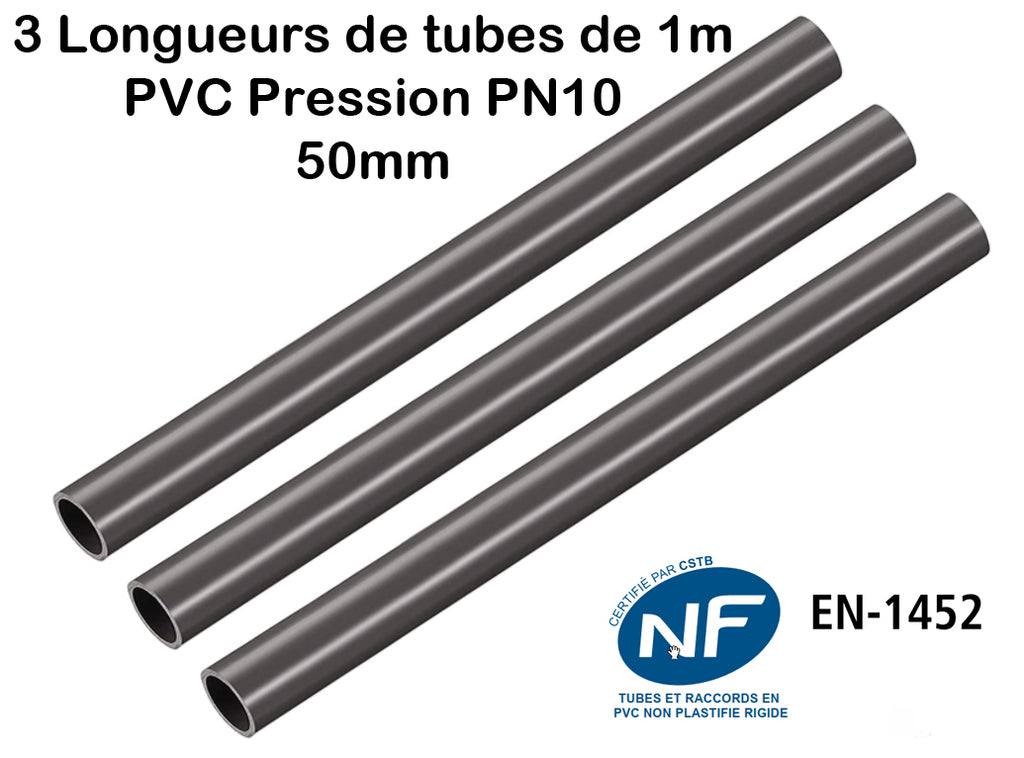Lot de 3 Barres Tuyau 50mm : Longueur 1m Rigide Tube PVC | Leroy Merlin