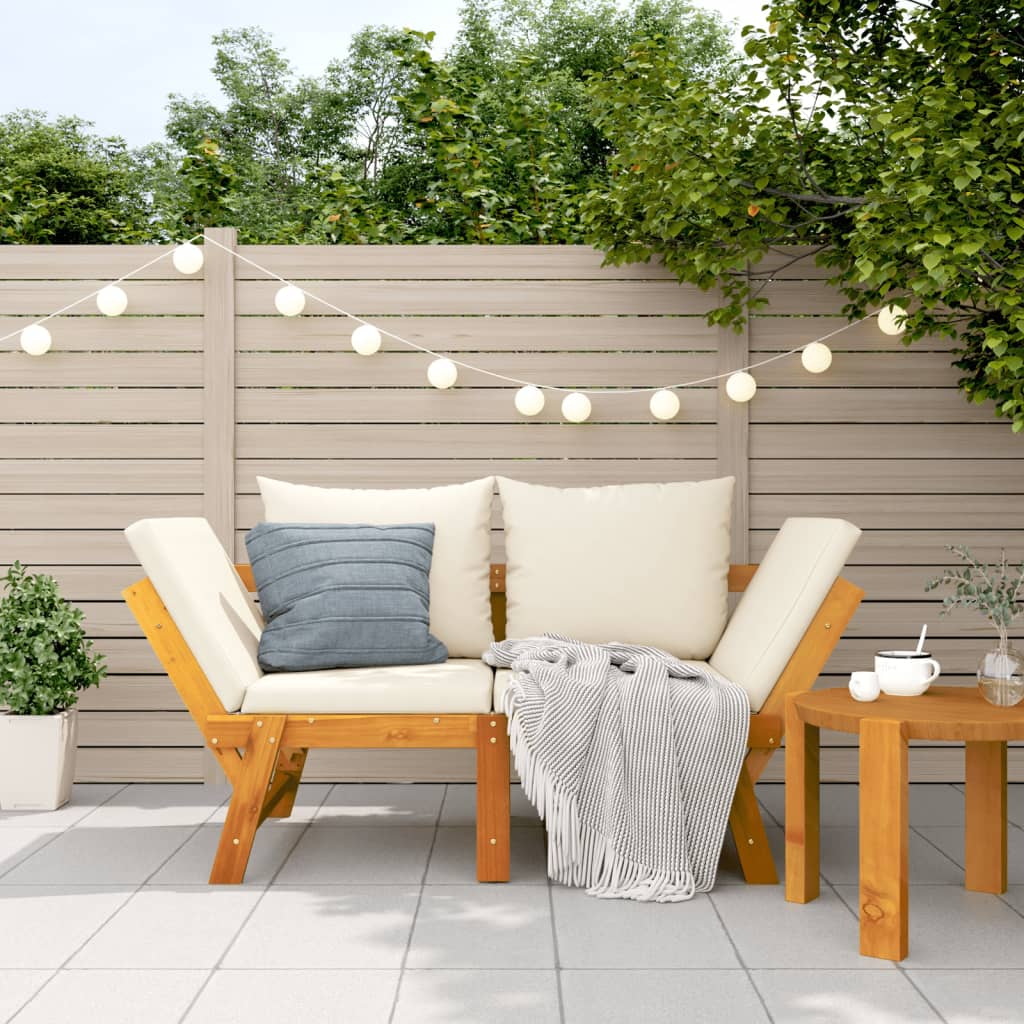 Banc de jardin avec coussins 2 en 1 bois d'acacia massif | Leroy Merlin
