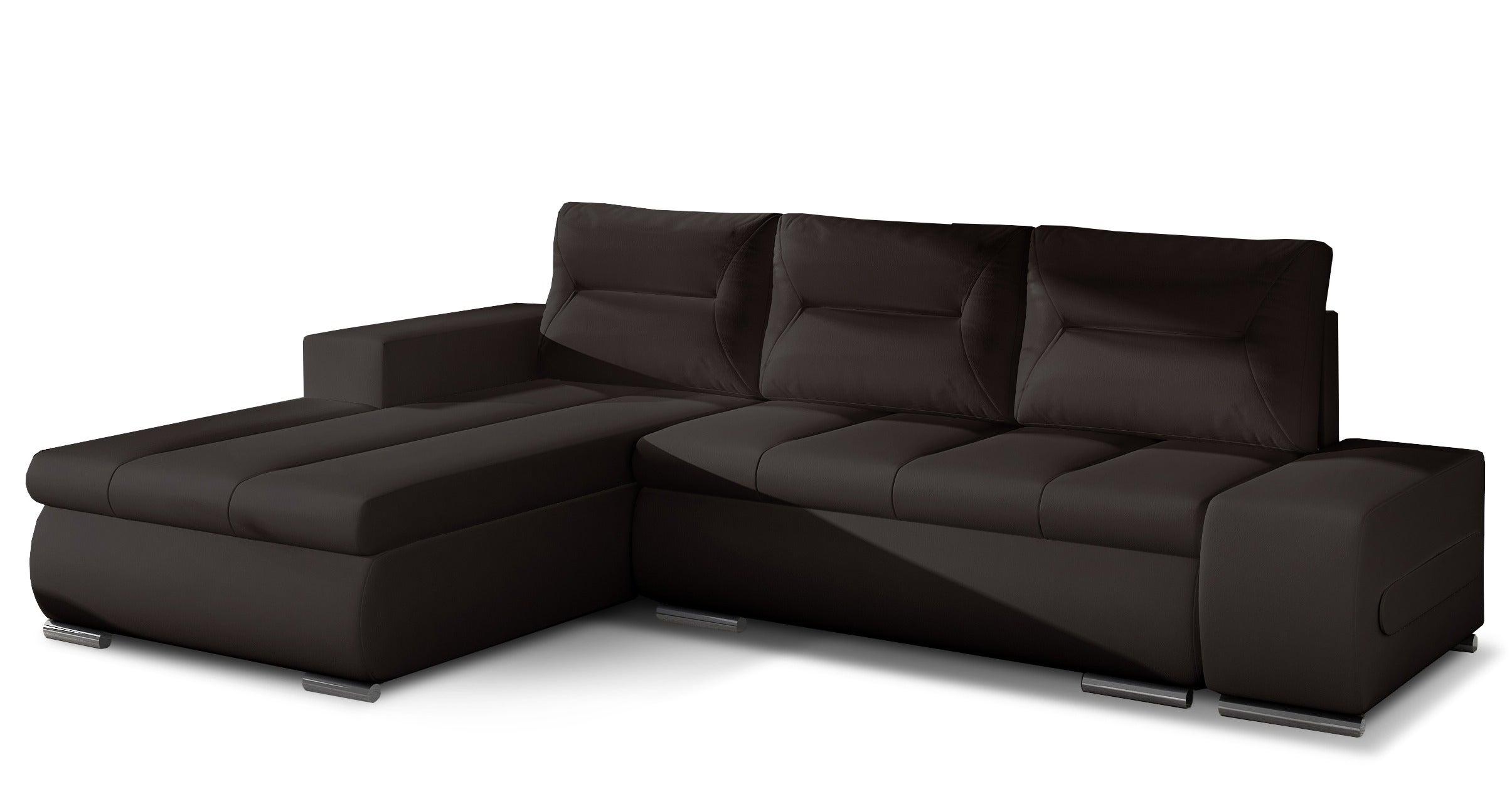Canapé d'angle gauche convertible simili cuir marron Waker 275cm ...