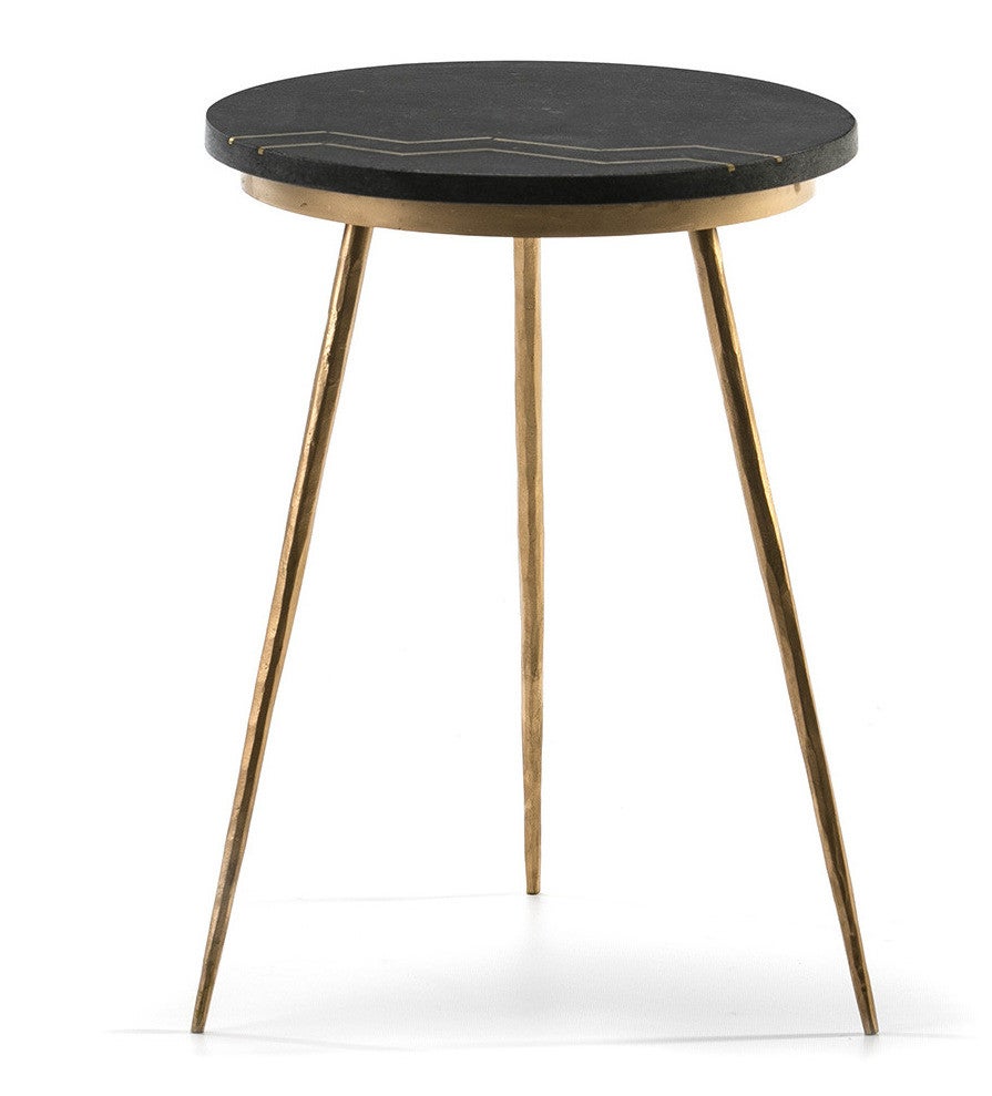 Table d'appoint ronde granite noir et pieds métal doré | Leroy Merlin