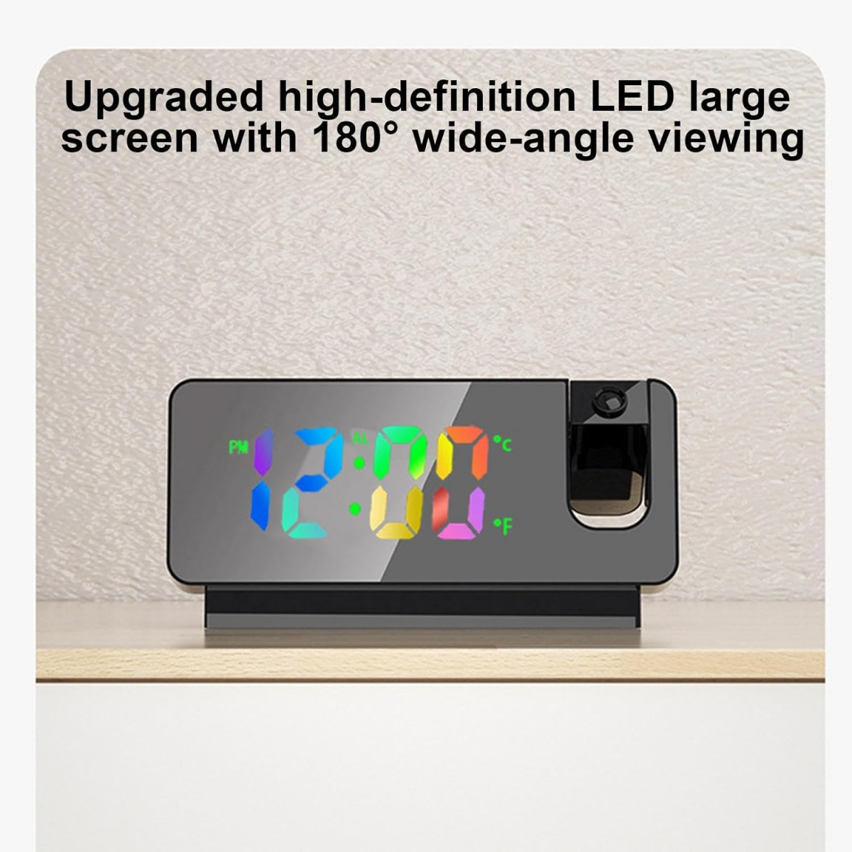 Reloj despertador digital con espejo, proyección y visualización de ...