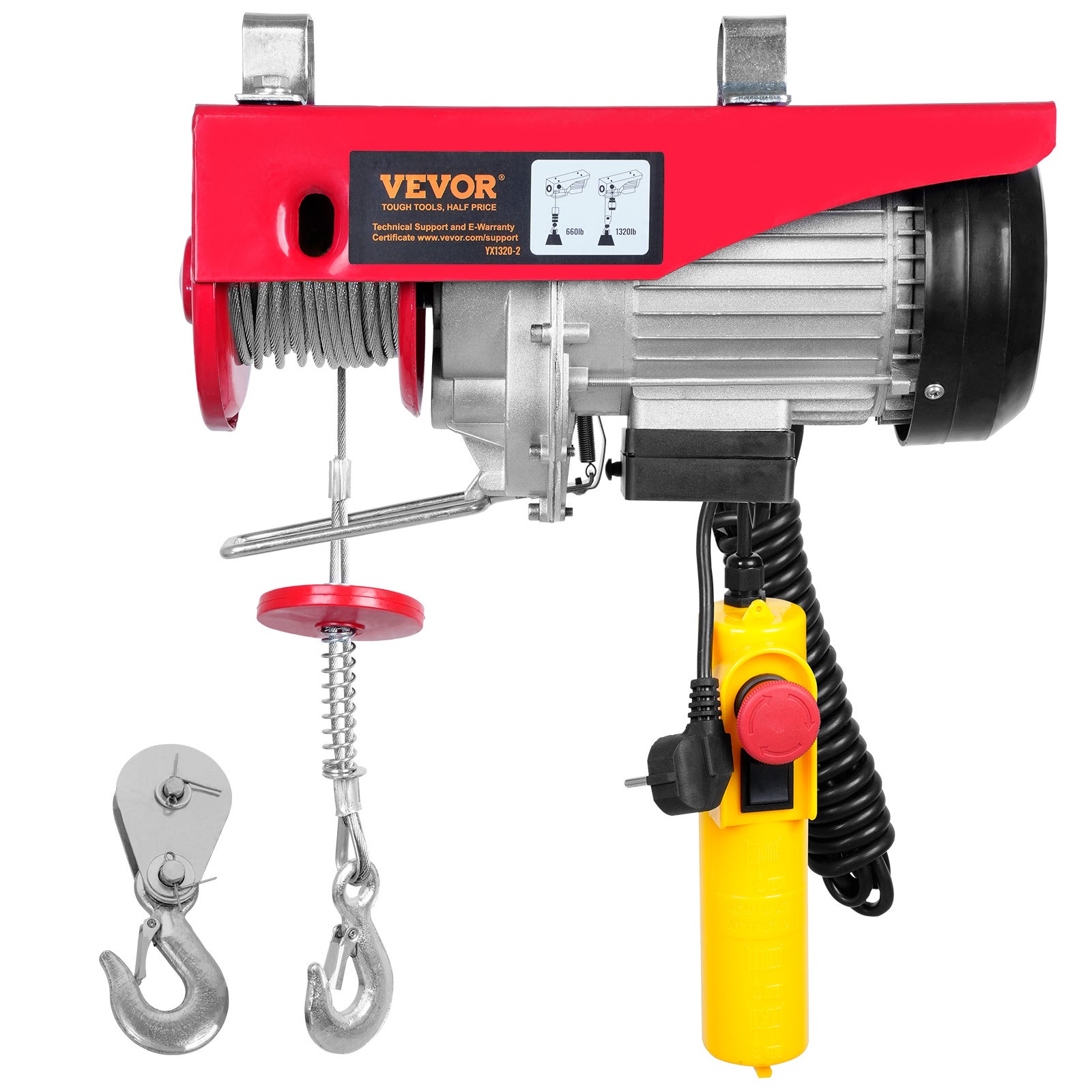 Palan électrique VEVOR Treuil à Câble 600 kg 1150 W avec Télécommande ...