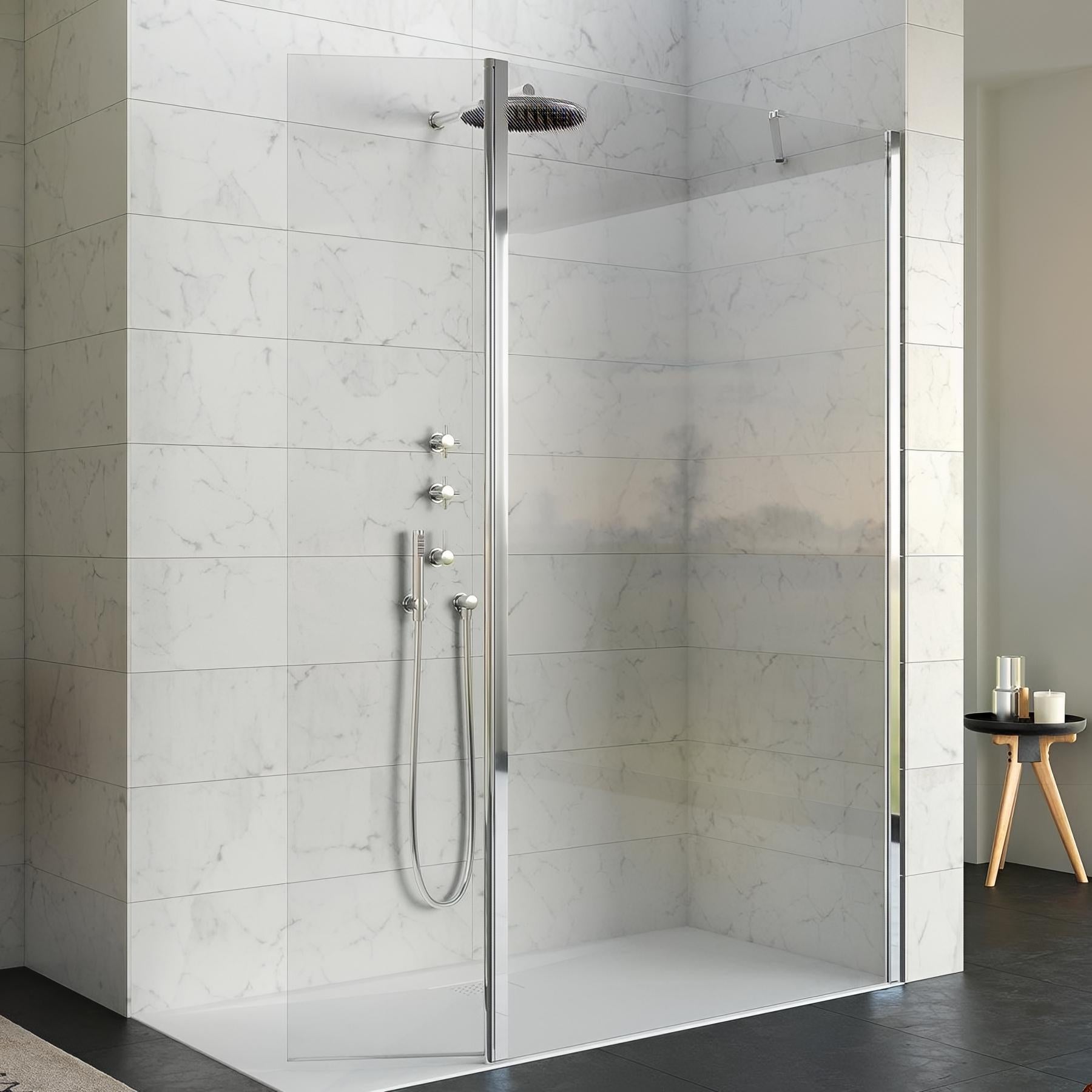 Paroi de douche fixe Kinedo Kinequartz Duo H 2,00 m L 1,20 m fixation à ...