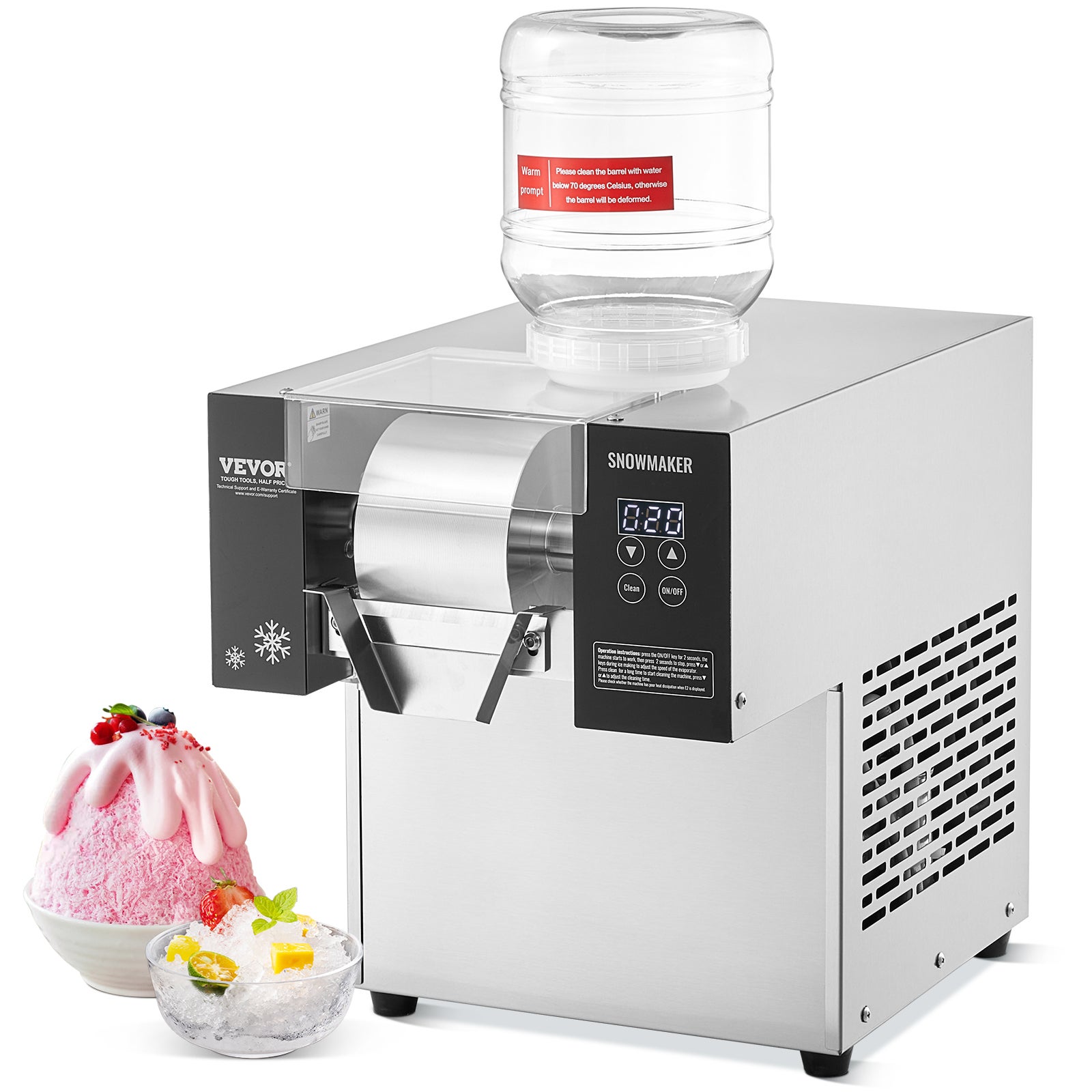VEVOR Máquina Hielo Raspado Comercial 170 kg/24H, Raspadora Hielo Inox ...