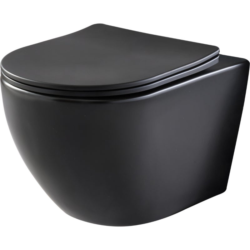 Cuvette WC suspendu noir mat 54 cm sans bride fixations invisibles ...