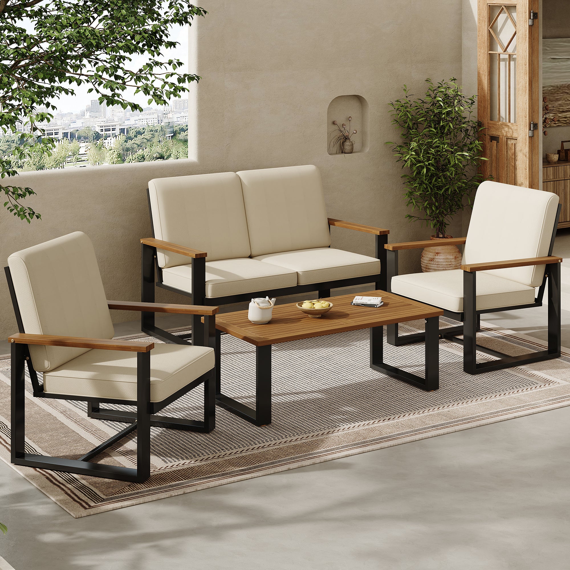 Conjunto de muebles de jardín modulares en acero galvanizado para 4 ...