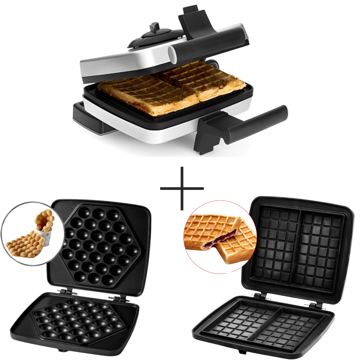 PACK FRIFRI Gaufrier/Croque-Monsieur Avec Sytème Rotatif + Plaque En ...