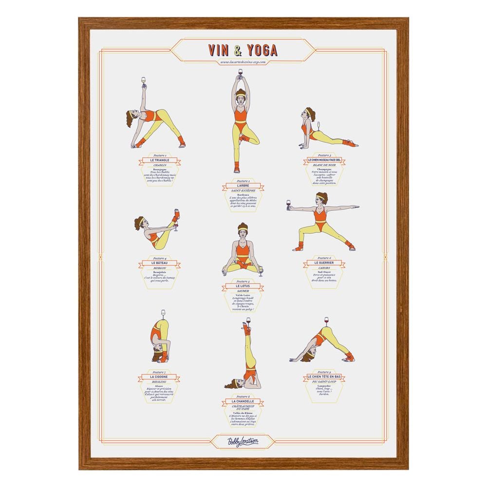 Affiche 50x70 cm - Affiche Vin & Yoga - femme - LA CARTE DES VINS SVP ...