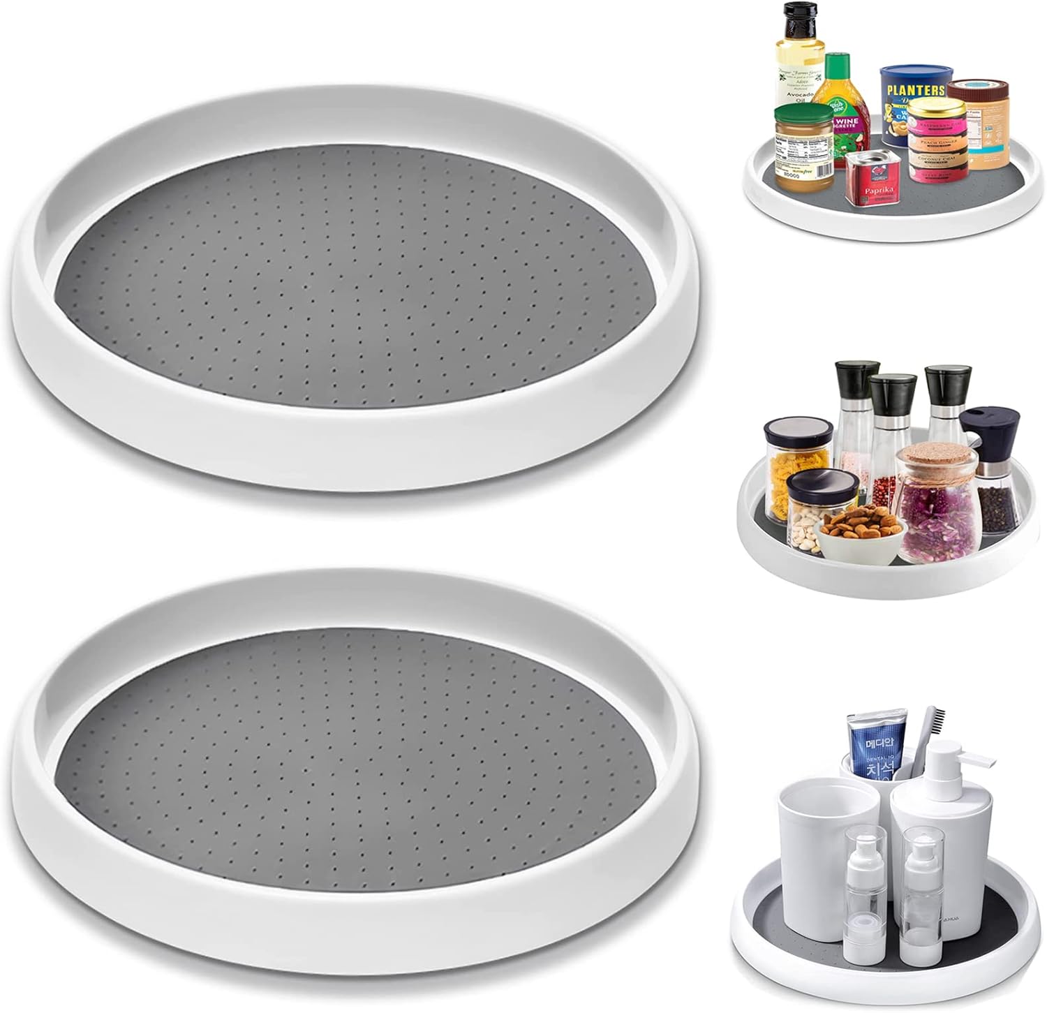 2Pcs Plateau Tournant 25cm, Plateau de Rangement Rotatif à 360 ...