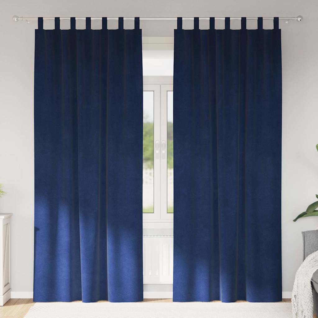 Cortinas opacas 2 pcs Azul Oscuro 140 x 225 cm Terciopelo | Leroy Merlin