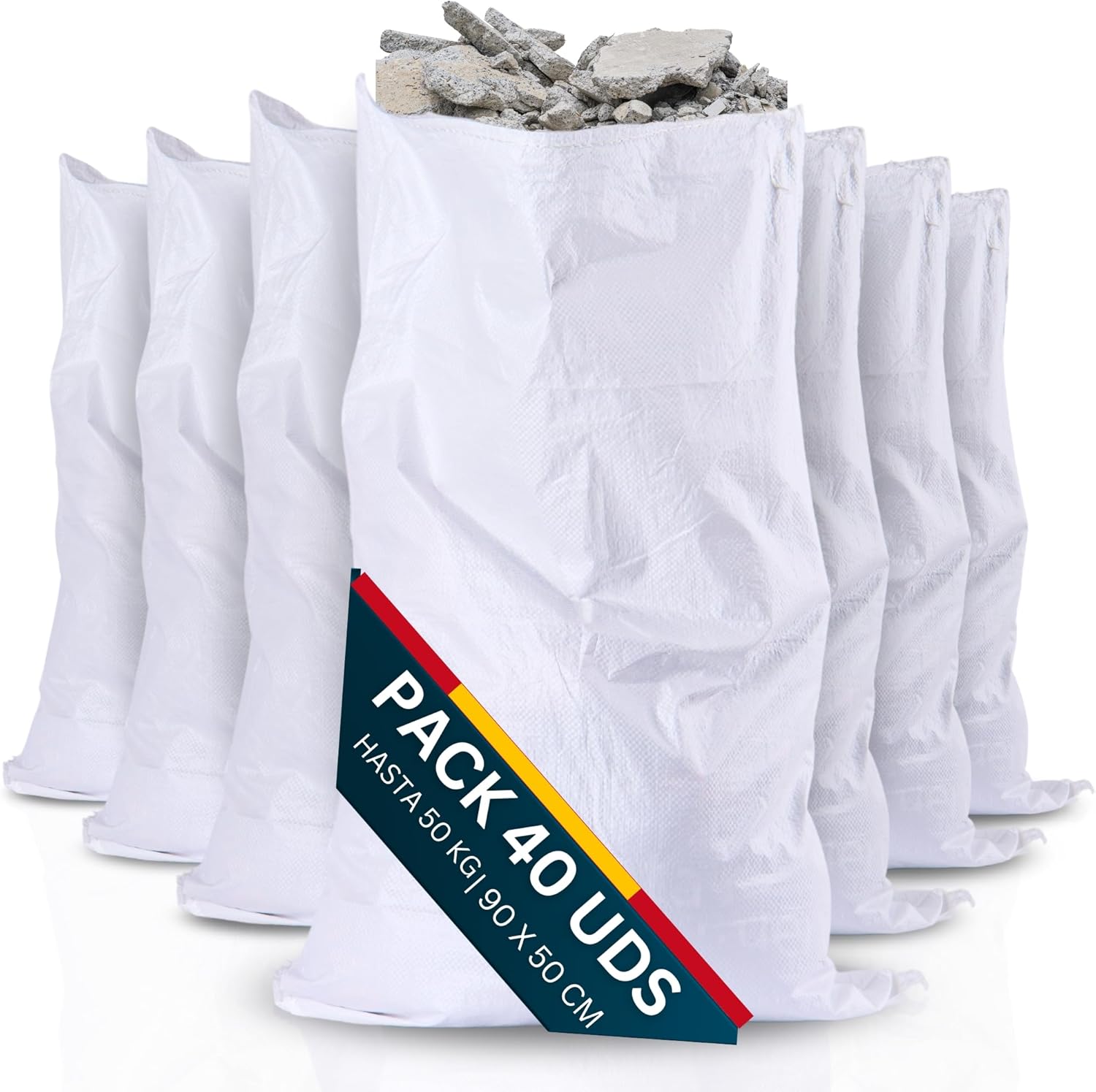 [40 uds] Sacos Para Escombros [50x90cm] Gomas de Anclaje, Saco Yute ...