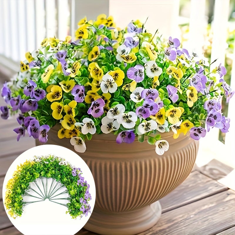 12 fleurs artificielles, couleurs mélangées résistantes aux UV (jaune ...