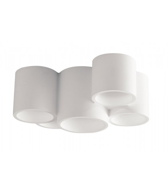 "Plafonnier BANJIE en plâtre blanc à peindre à cinq lumières 30x14x20 ...