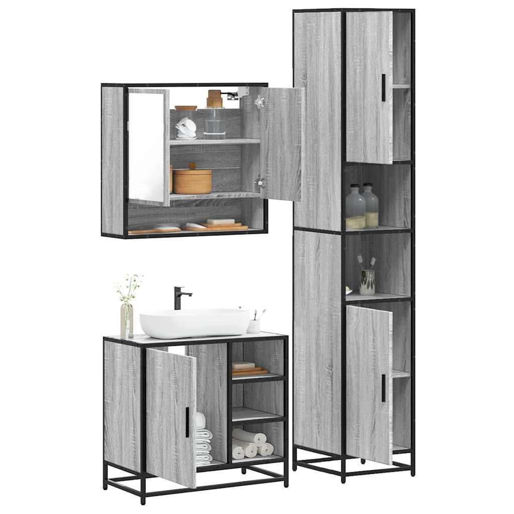 Ensemble de meubles de salle de bain 3 pcs Sonoma gris | Leroy Merlin