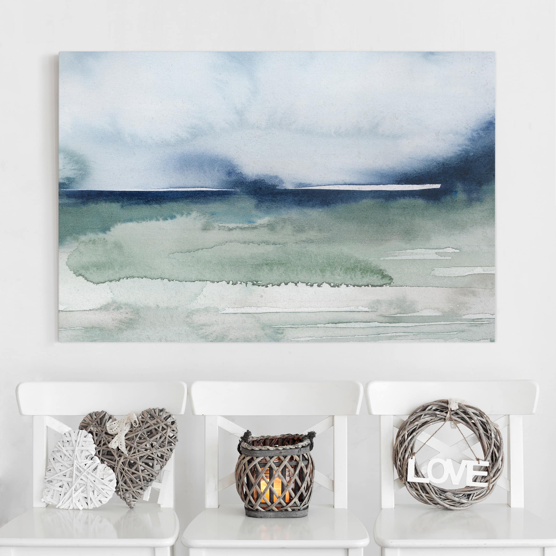 Impression sur toile tableau sur toile châssis bleu vur sur mer ... Impression sur toile tableau sur toile châssis bleu vur sur mer ...
