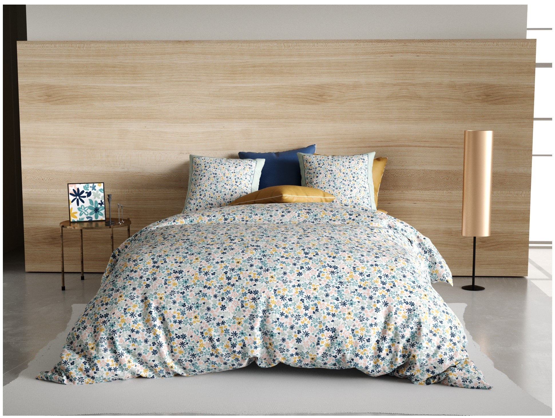 Housse de couette + 2 taies 240 x 260 cm Mani fleurs | Leroy Merlin