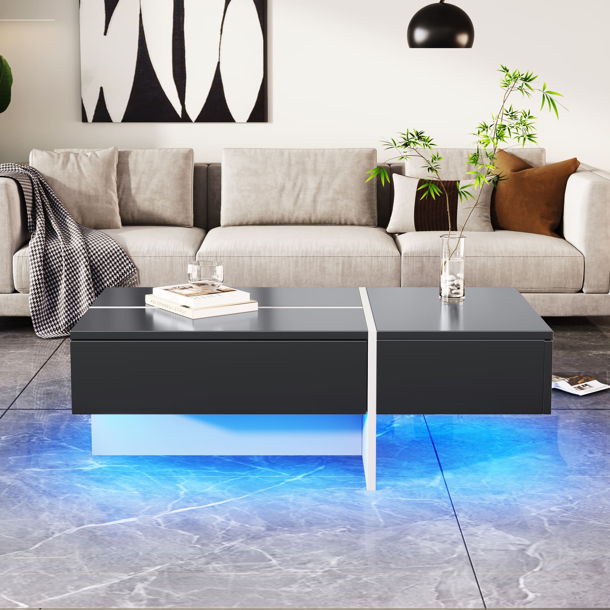 Table basse - avec système d'éclairage LED contrôlé par application ...