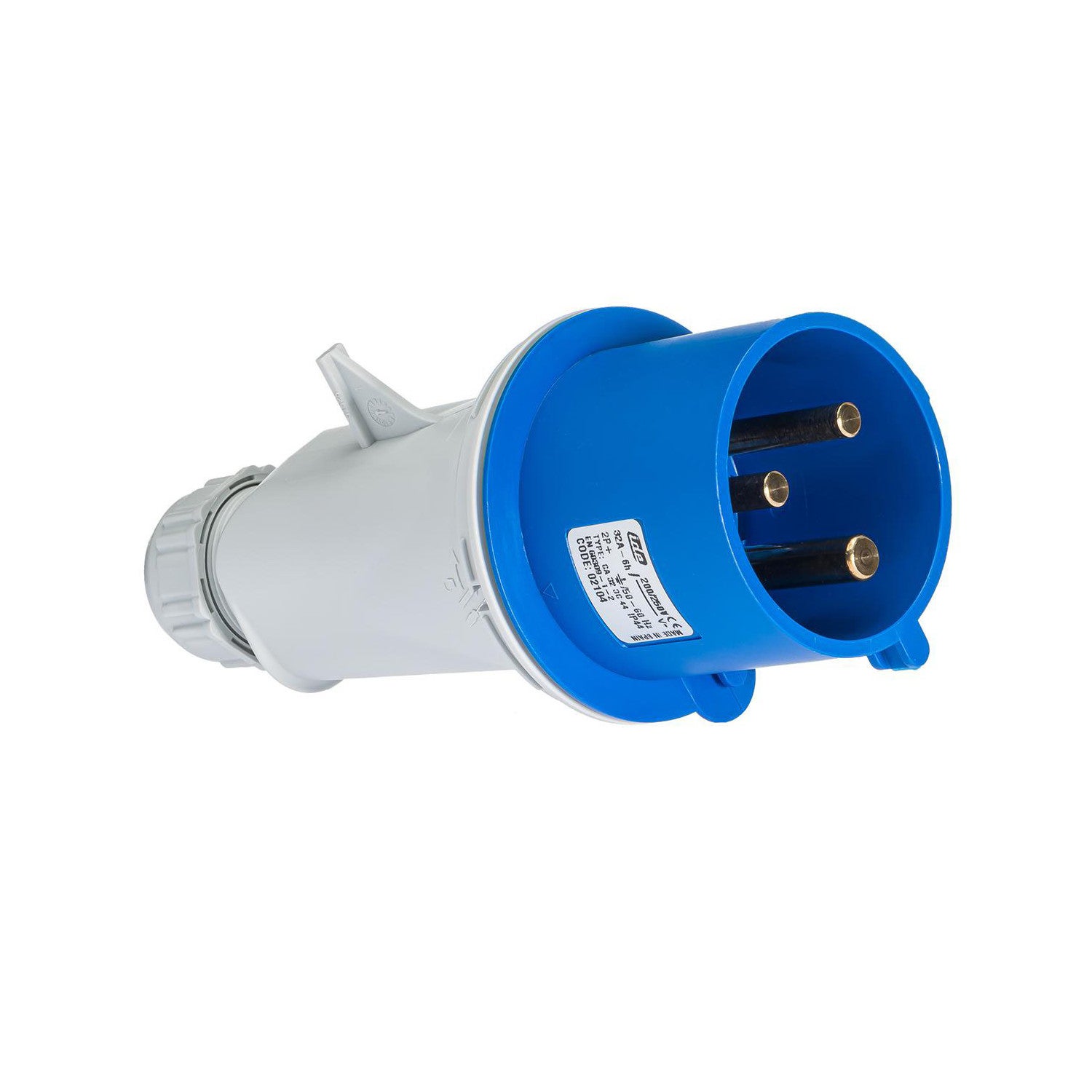 02104 - CLAVIJA AEREA IP44 2P+T 220V 32A 6h AZ. - IDE | Leroy Merlin