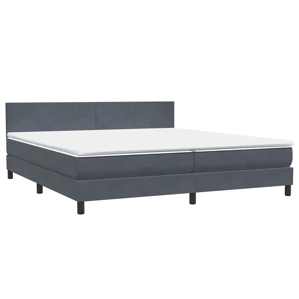 Cama box spring con colchón terciopelo gris oscuro 180x210 cm | Leroy ...