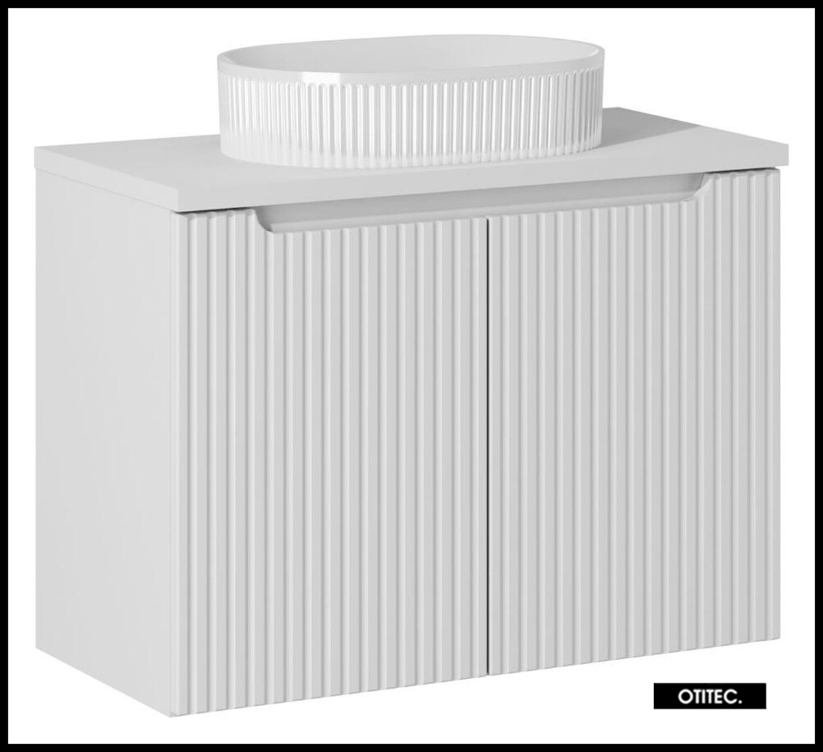 Meuble sous vasque de 80 cm - avec vasque à poser - avec plan - Blanc ...