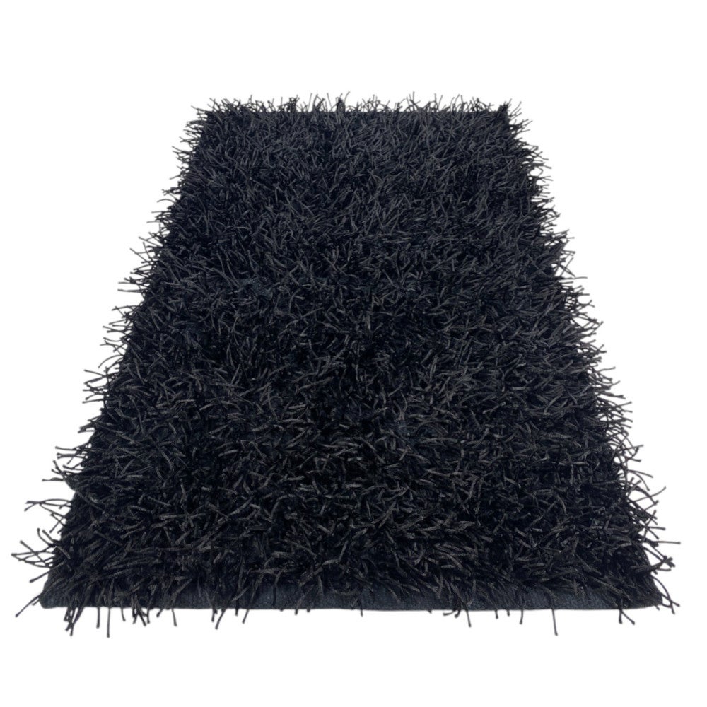 Alfombra Negra Moderna Pelo De 6 Cm De Largo Antideslizante 12