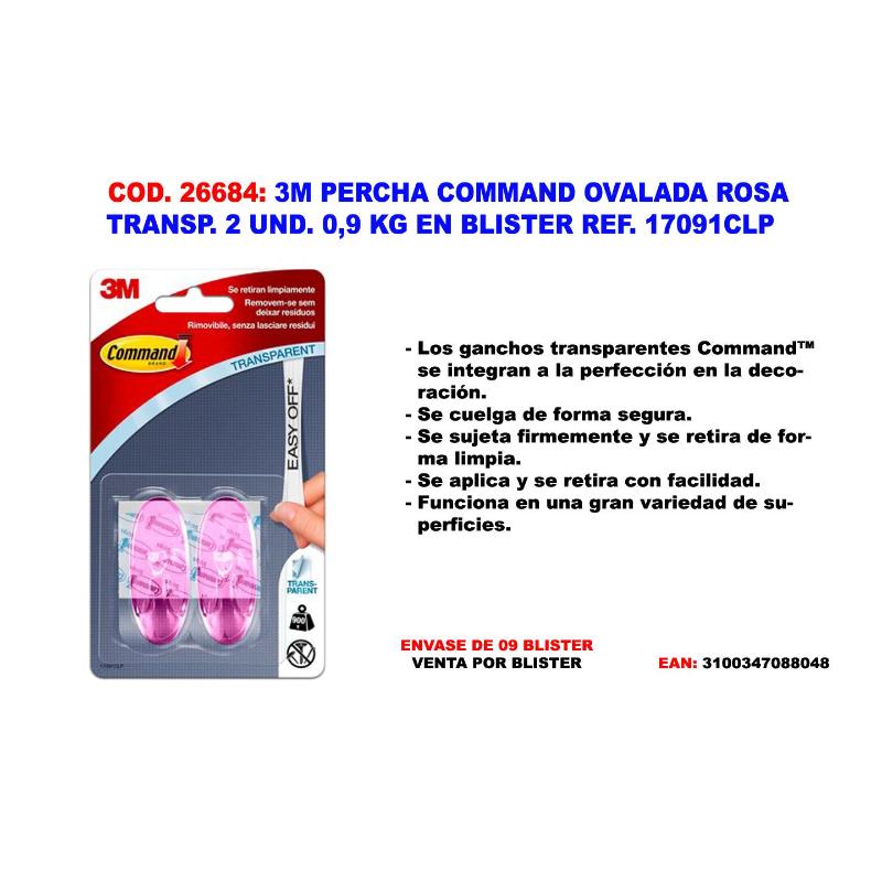 3m percha command ovalada rosa transp. 2 und. 0,9 kg 17091clp | Leroy ...