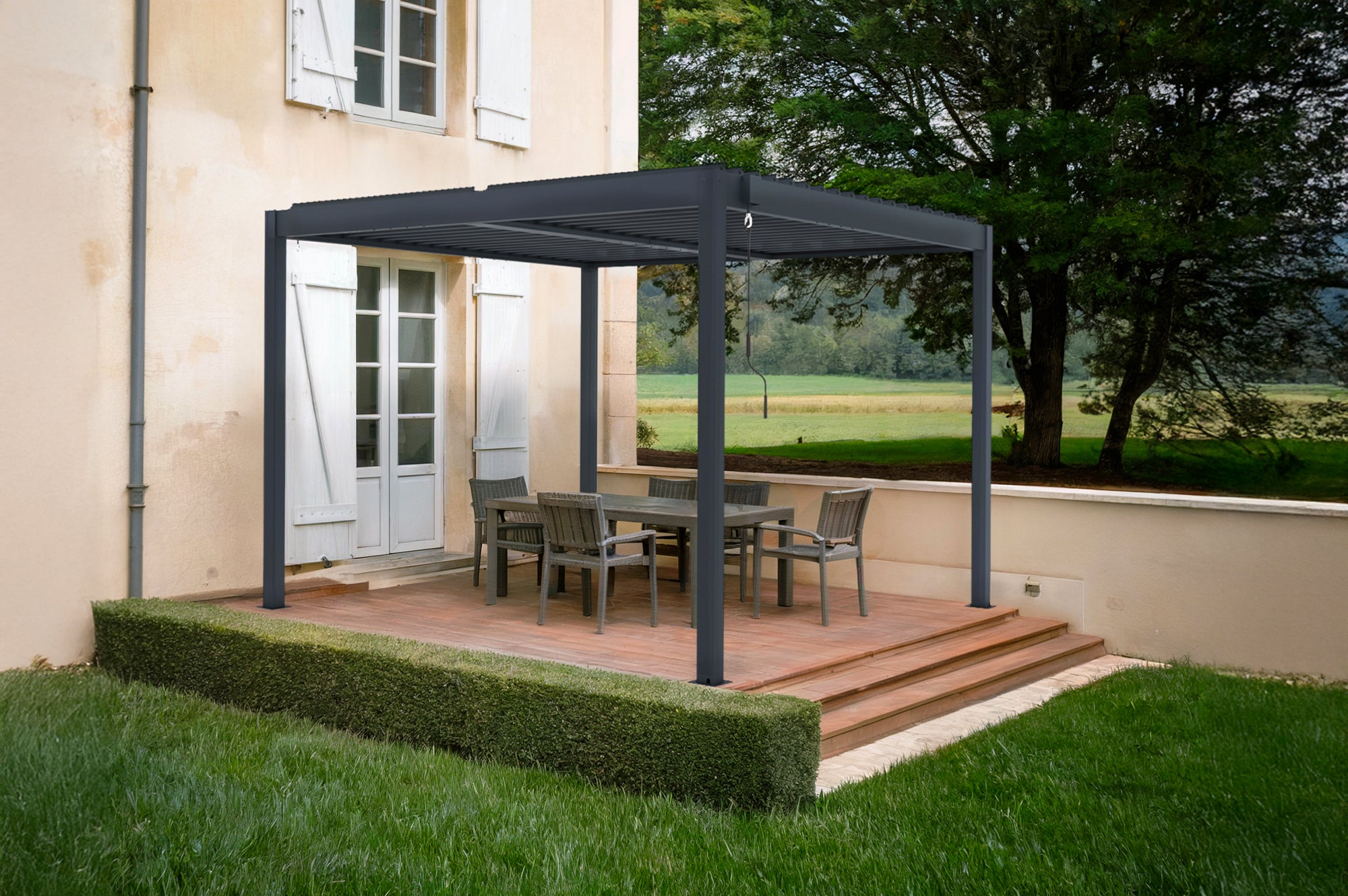 Pérgola bioclimática autoportante de aluminio gris PIANA 3x3m | Leroy ...