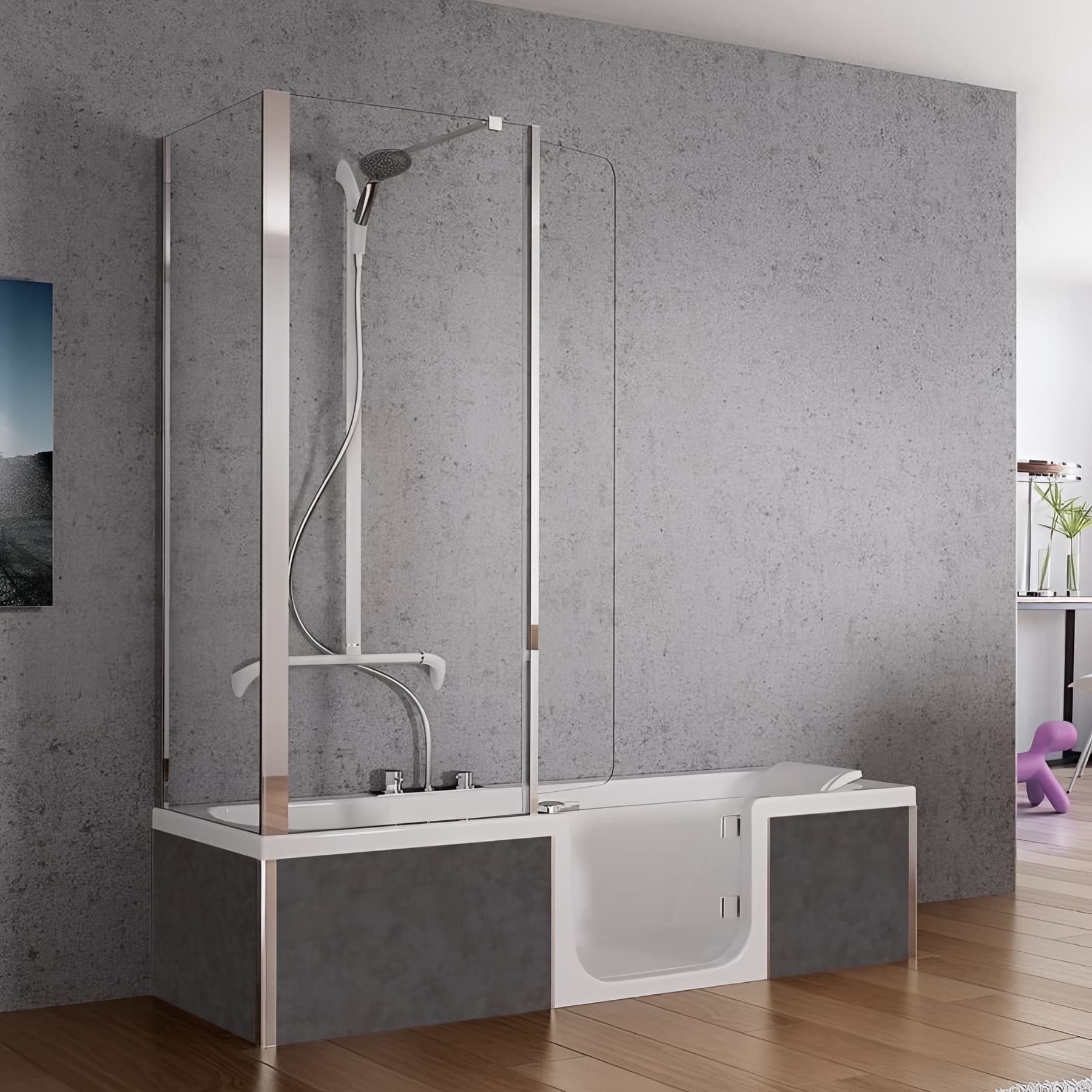 Vasca da bagno walk-in PMR DUO senza accessori 180x80 zona doccia a ...
