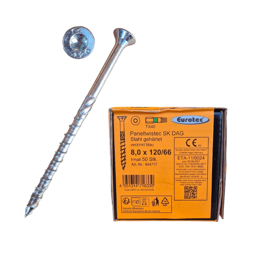 Boîte 50 Vis pour Construction Bois - Eurotec Paneltwistec AG - Tête ...