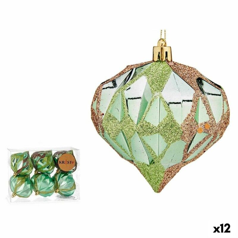 Lot de boules de Noël Diamant Vert Plastique 8 x 9 x 8 cm (12 Unités ...