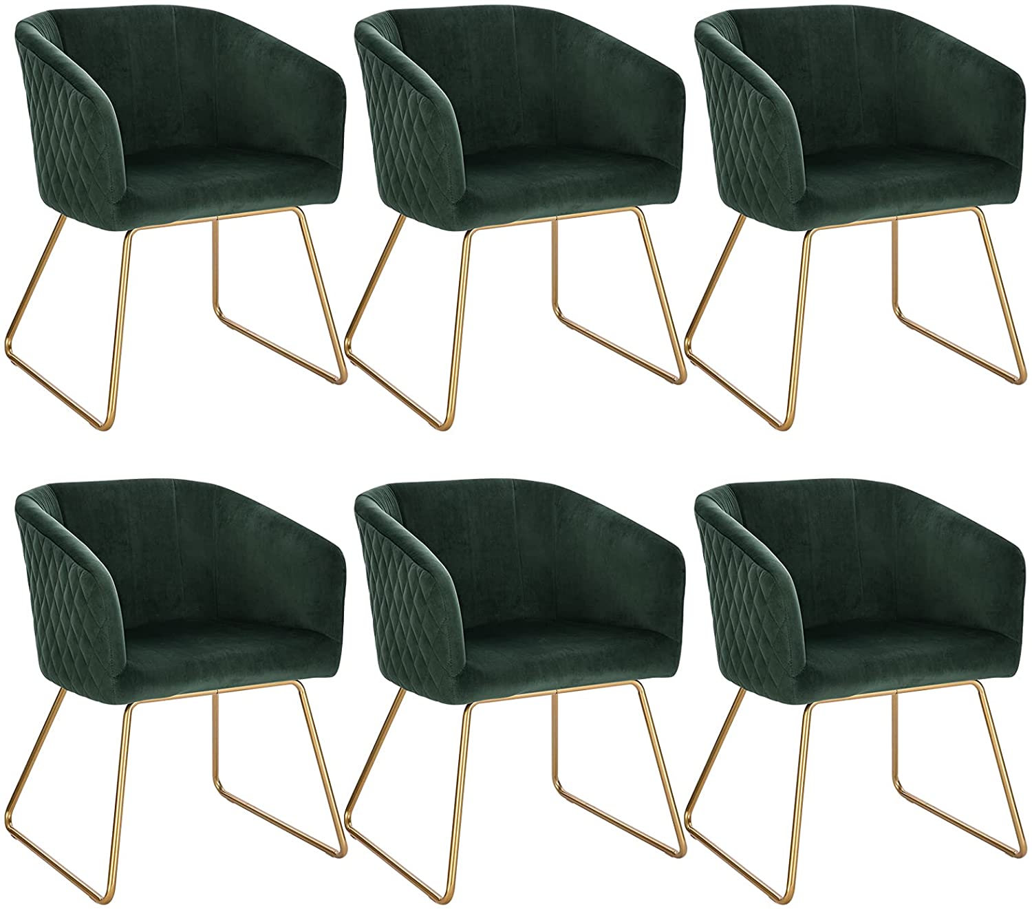 WOLTU Chaise de Salle à Manger，Lot de 6，fabriqué en Velours et Pieds en ...