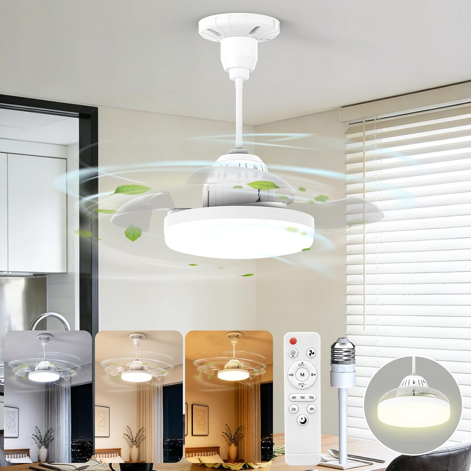 Caché Ventilateur de Plafond Silencieux 40cm Lumière et Télécommande ...