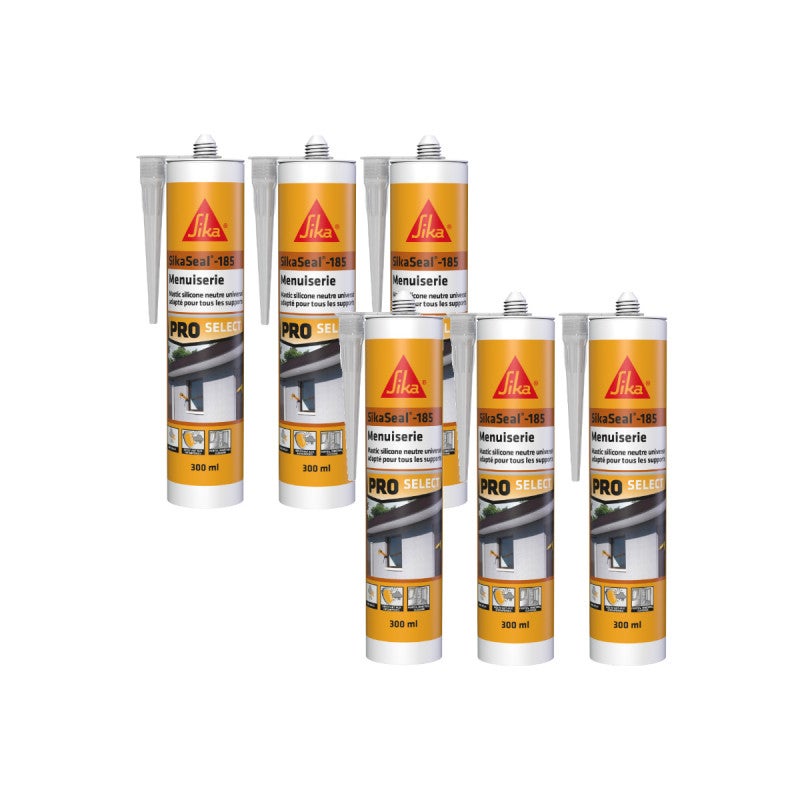 Lot de 6 mastics silicone SIKA Sikaseal-185 Menuiserie - Blanc PVC ...