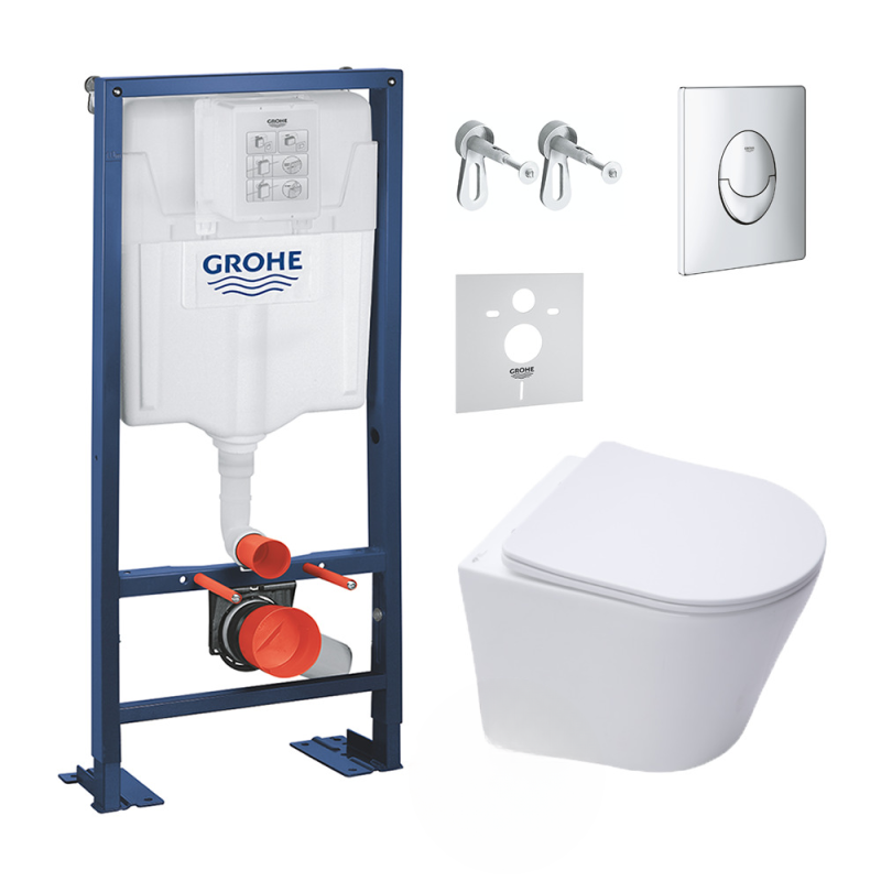 Pack WC Bati support autoportant + Cuvette SAT sans bride + Abattant ...