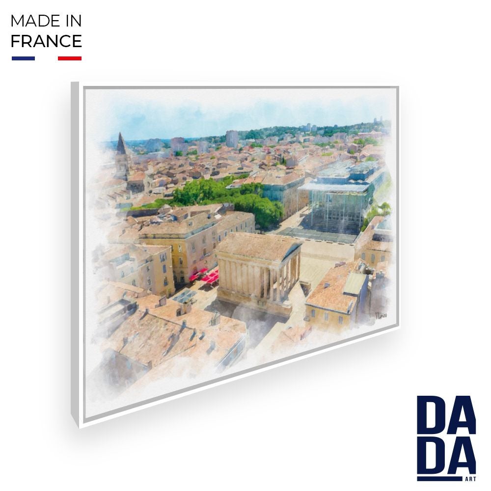 Tableau Vue aérienne de Nimes / 45x60cm / Cadre Blanc / Fabriqué en ...
