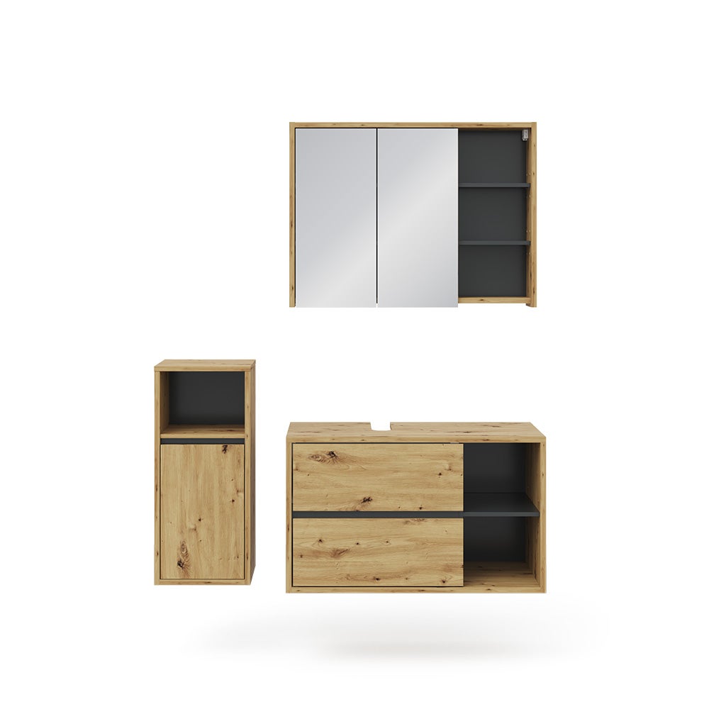 Vicco Zestaw mebli łazienkowych Viola, Dąb rzemieślniczy, 3 części ...