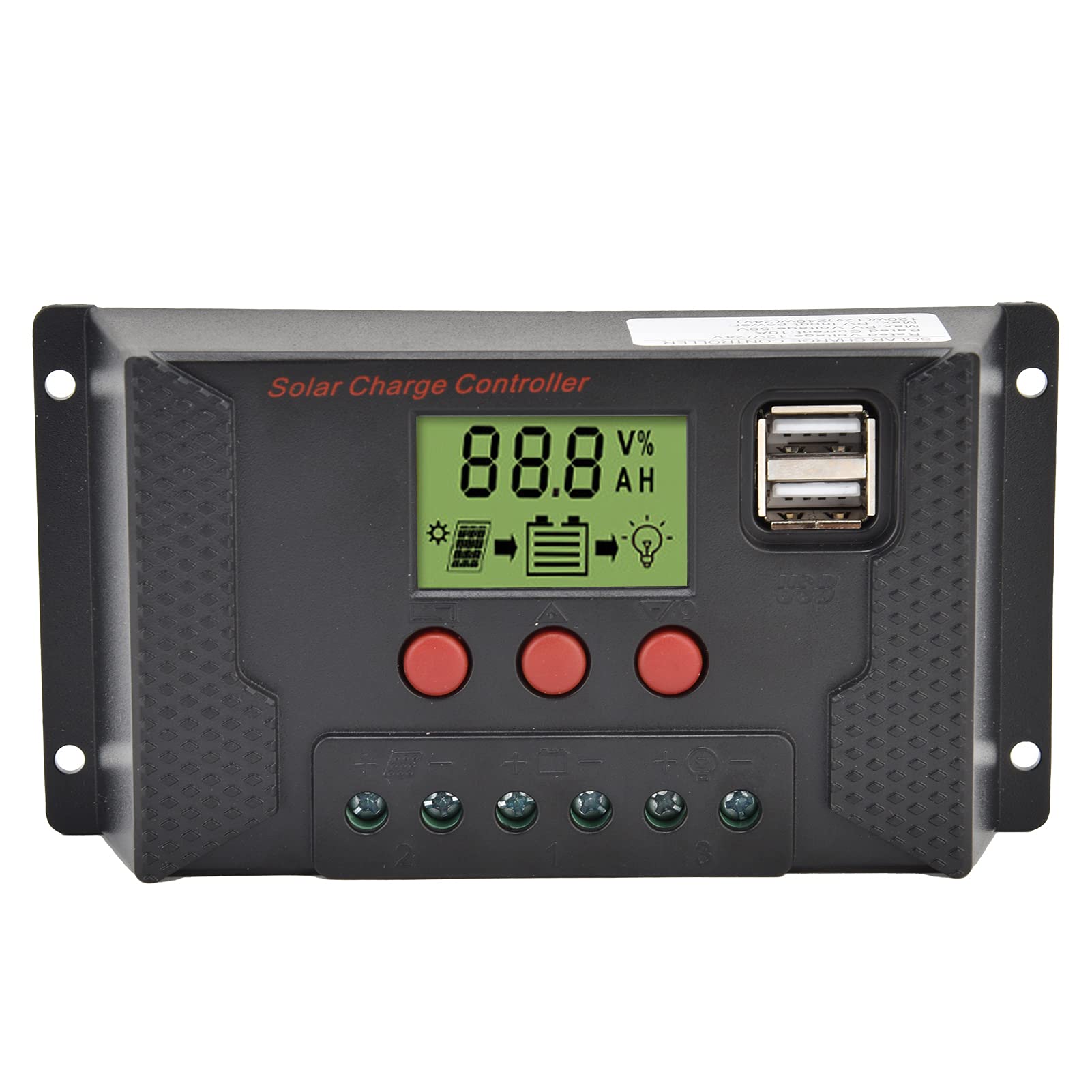 Contrôleur de charge solaire PWM LCD 12V 24V 10A Régulateur de batterie Port USB Affichage LCD ...
