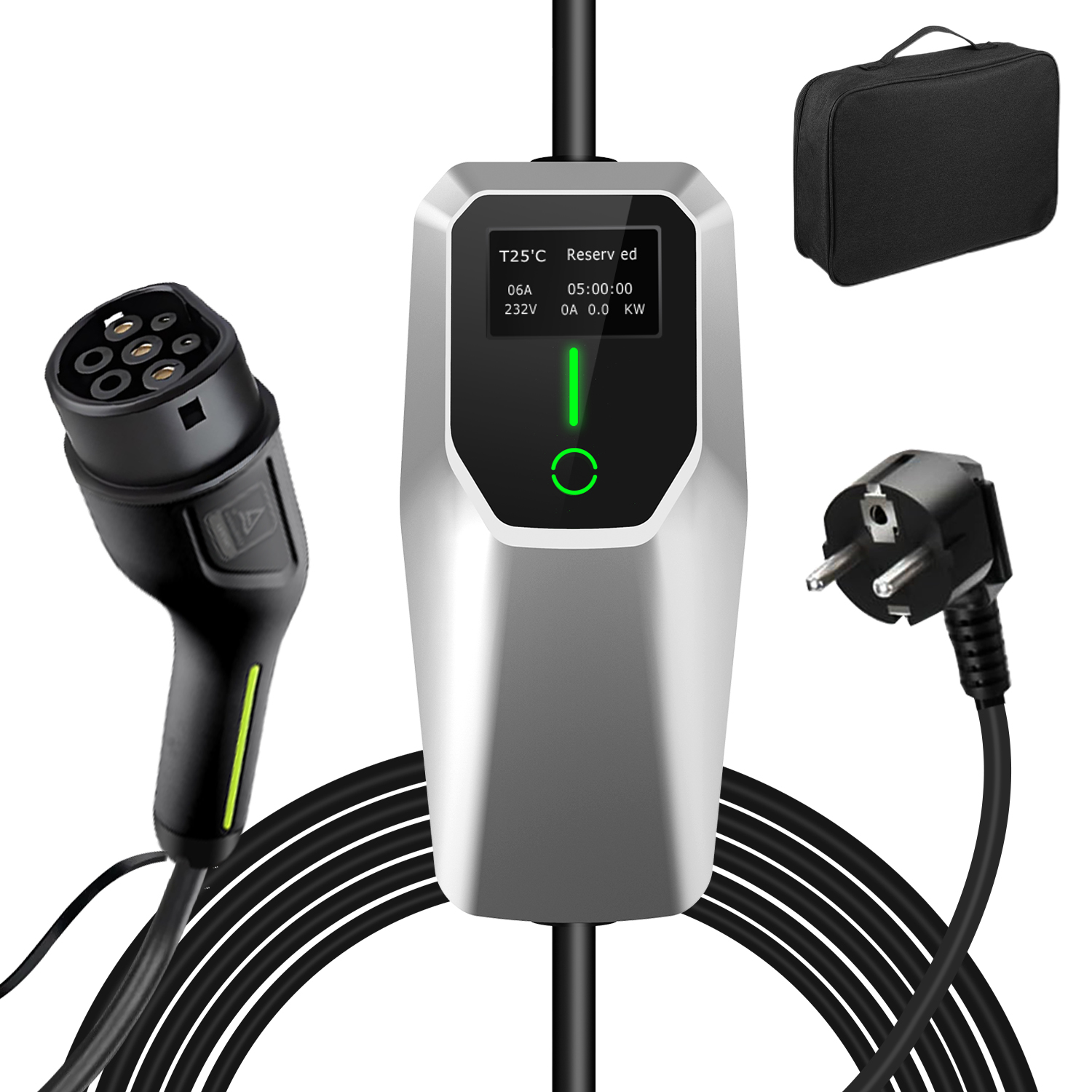 Cargador EV portátil tipo 2 de 8 m, cargador EV rápido para vehículos eléctricos domésticos (6 ...