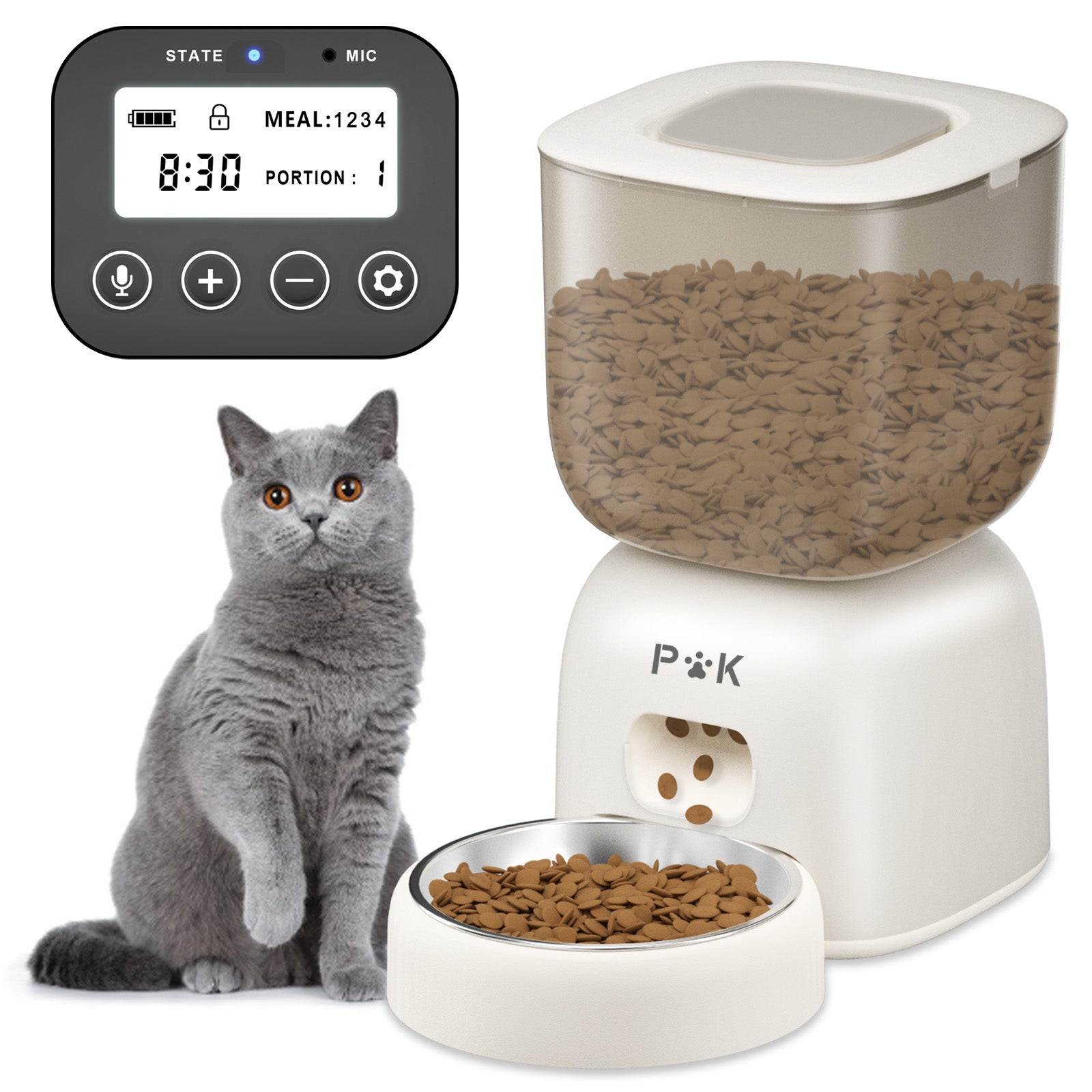 Dispensador automático de comida seca para perros y gatos, 3L, comedero ...