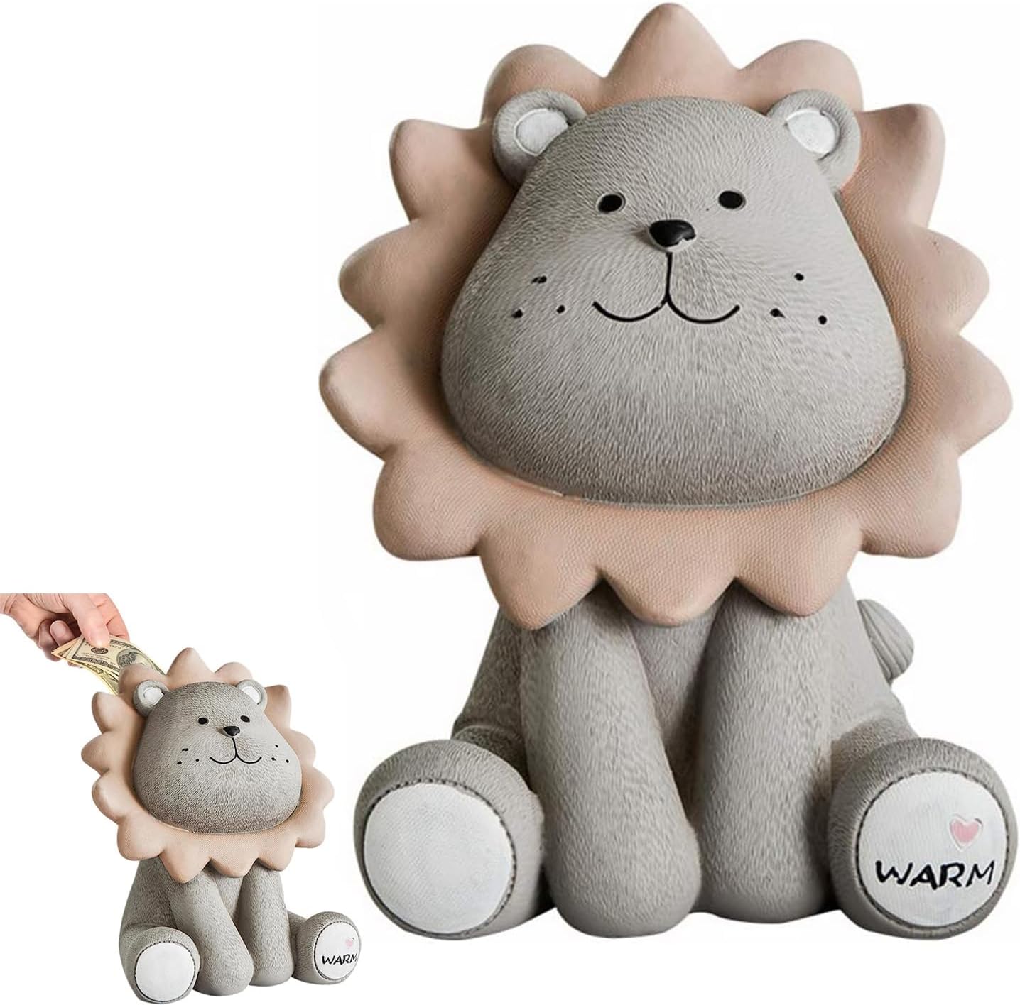 Tirelire Lion en Résine - Mignon et Incassable, Cadeau Parfait pour ...