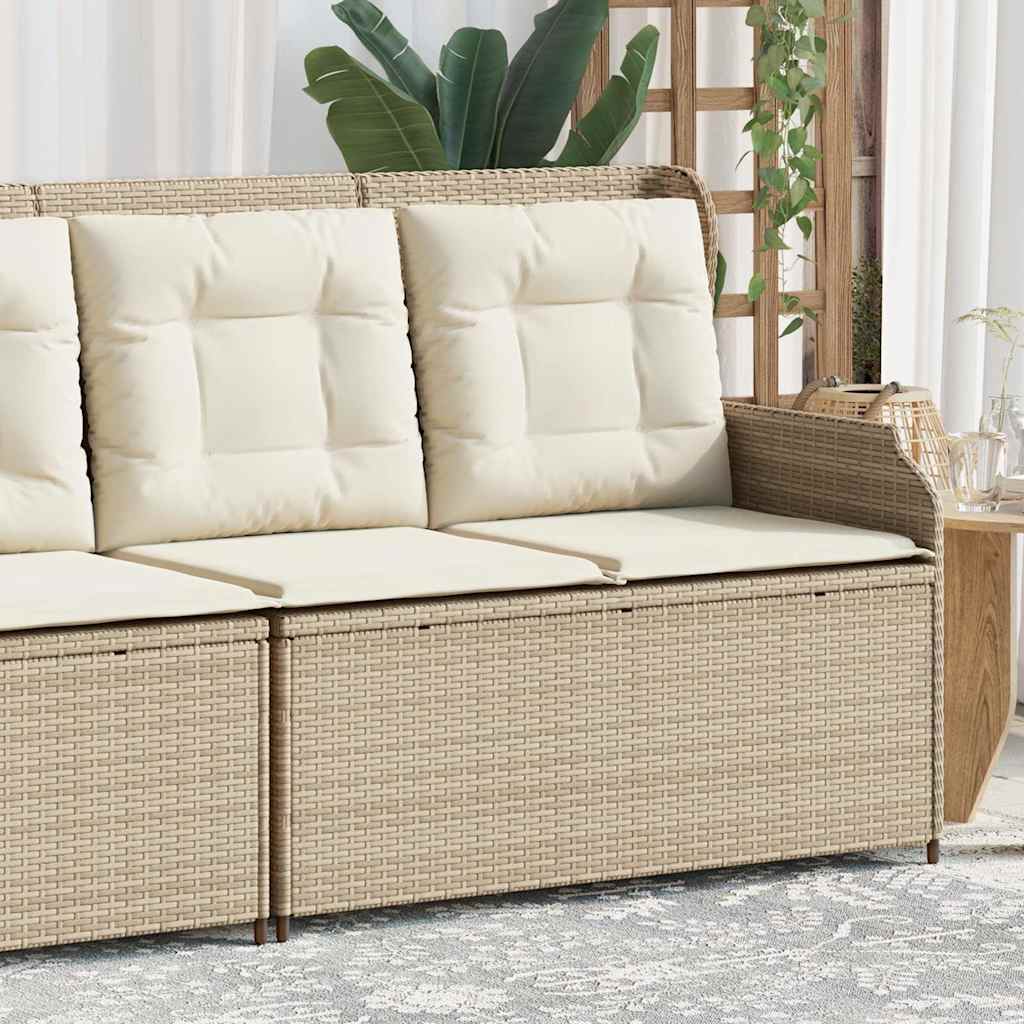 Banc inclinable de avec coussins beige résine tressée | Leroy Merlin
