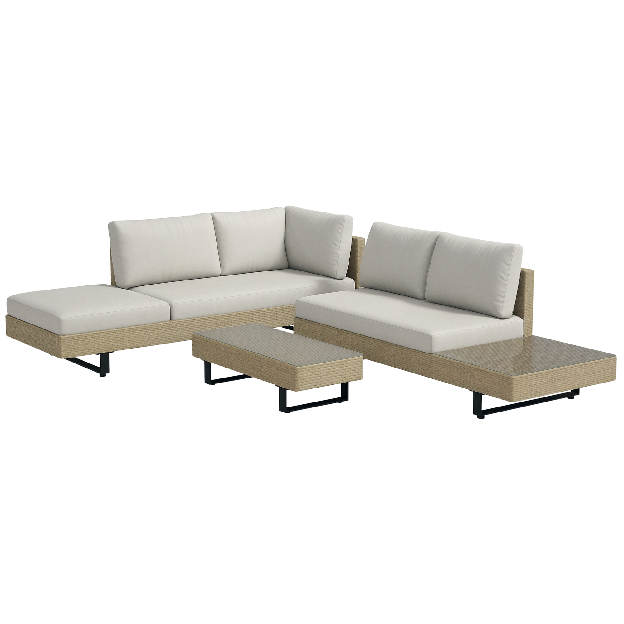 Muebles de Jardín OUTSUNNY Acero, Poliéster Beige 196x69x69 cm | Leroy ...