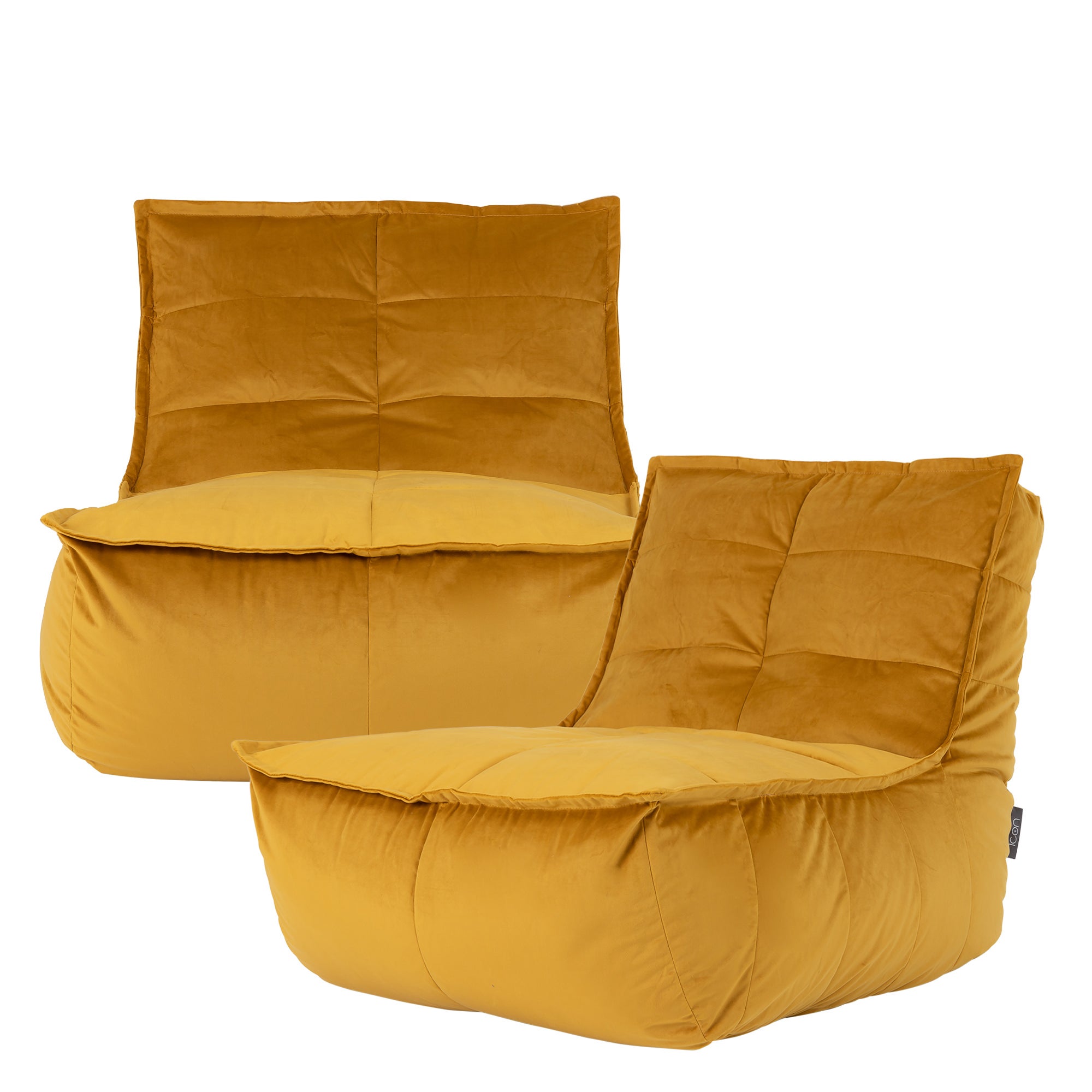 Pouf modulable sofa Icon velours, 2 pièces, jaune ocre | Leroy Merlin