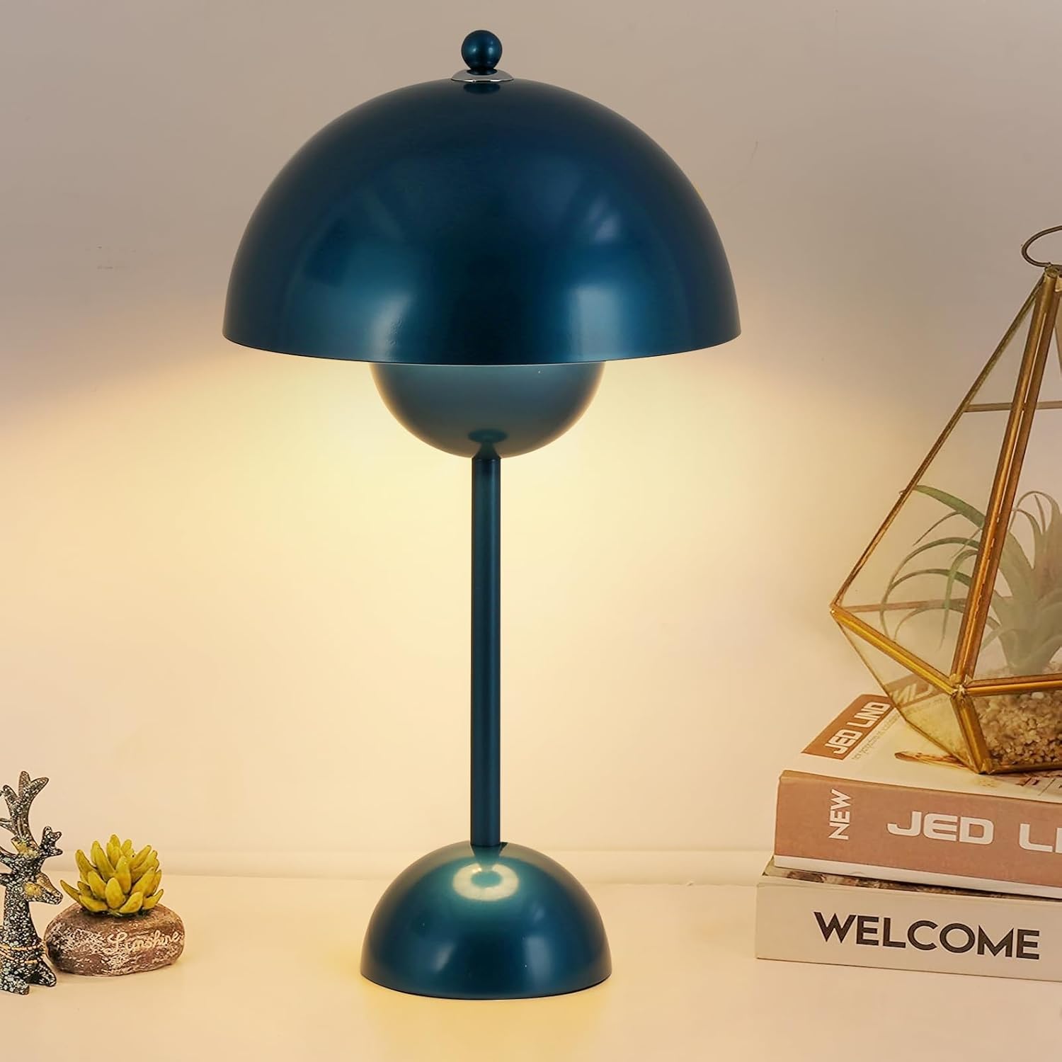Lampe de Table Verte Design Champignon Flowerpot – Métal, 34 cm ...