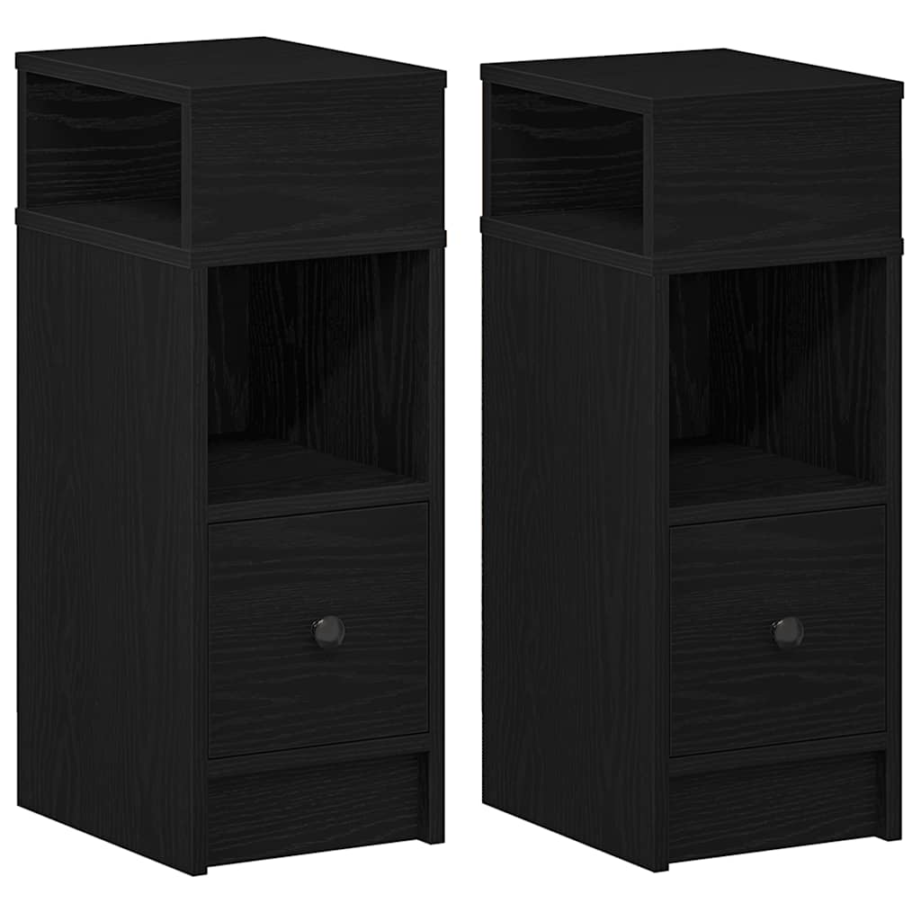 Lot de 2 Tables de chevet - Tables de nuit avec tiroir noir 25x31x66 cm ...